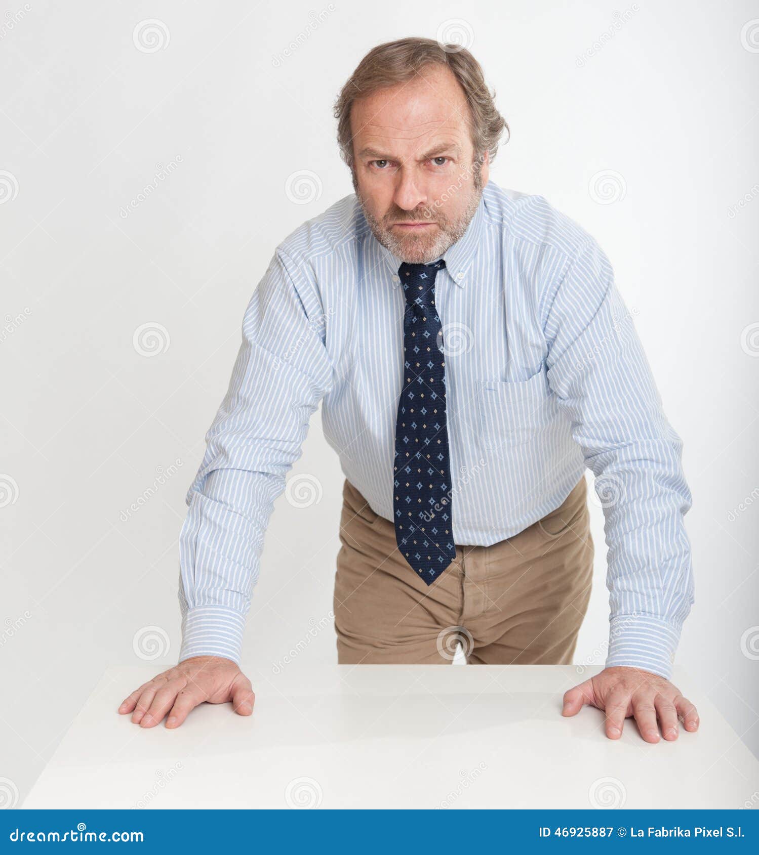 Serious Man Leaning on a Table Stock Image - Image of worried, serious ...
