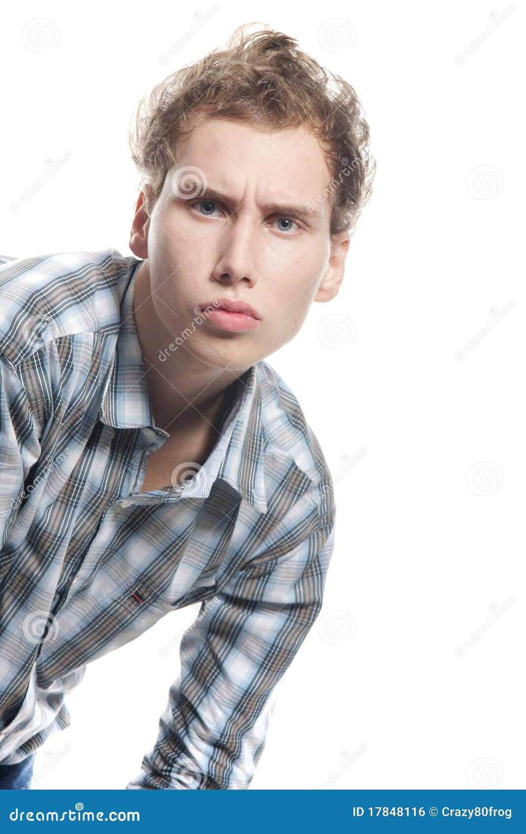 Serious Man Looking Straight Over White Stock Photo - Image of cutout ...