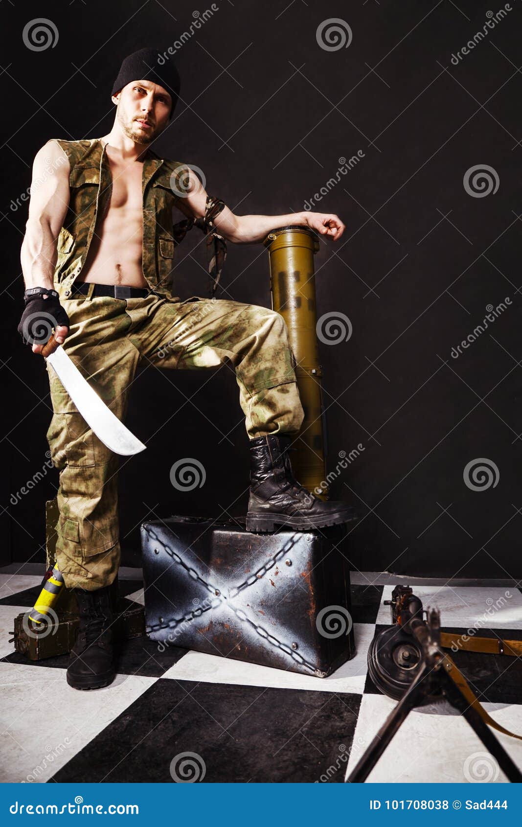 Portrait stock photo. Image of muscle, knife, danger - 101708038