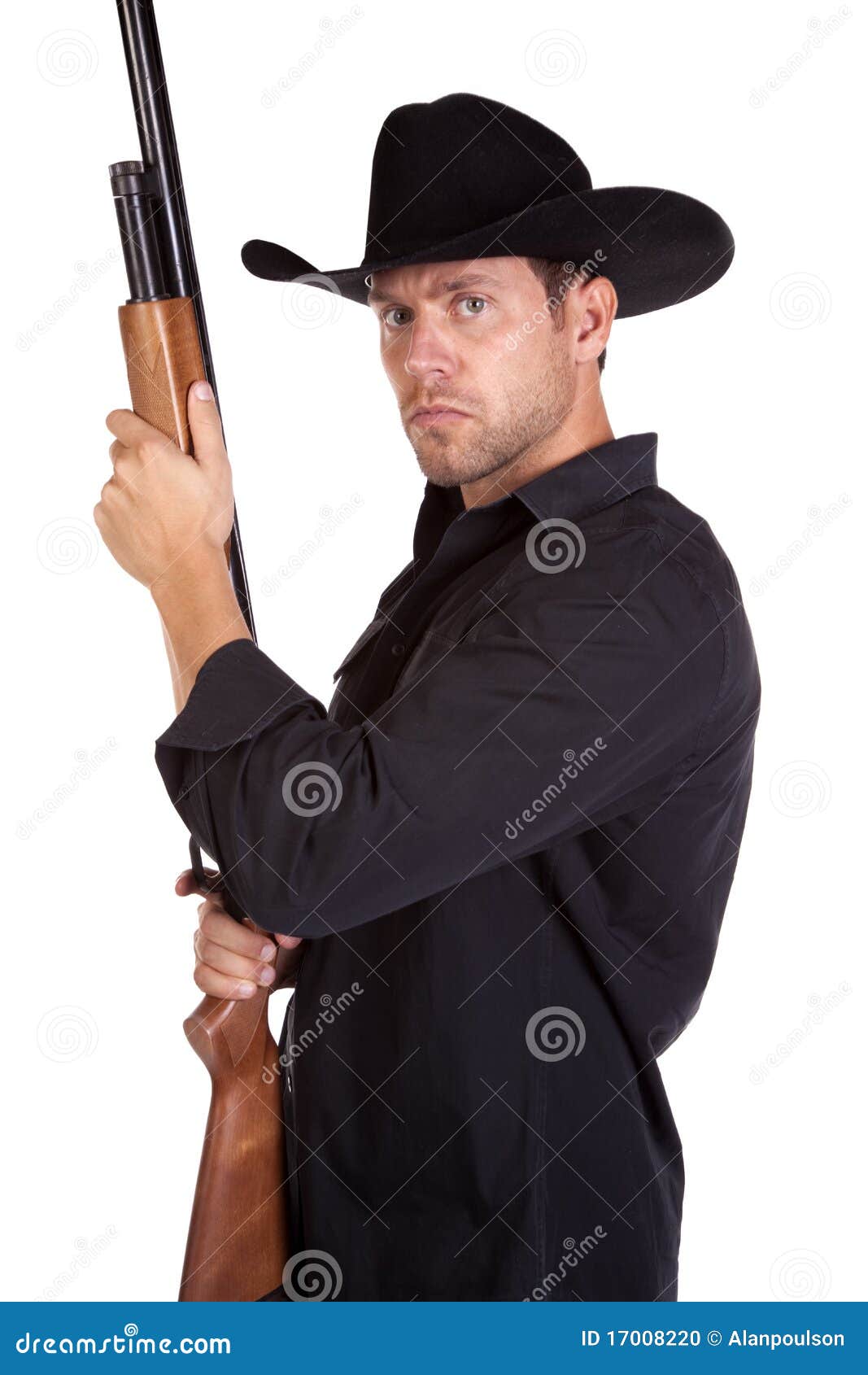 Serious man rifle stock photo. Image of cowboy, pioneer - 17008220
