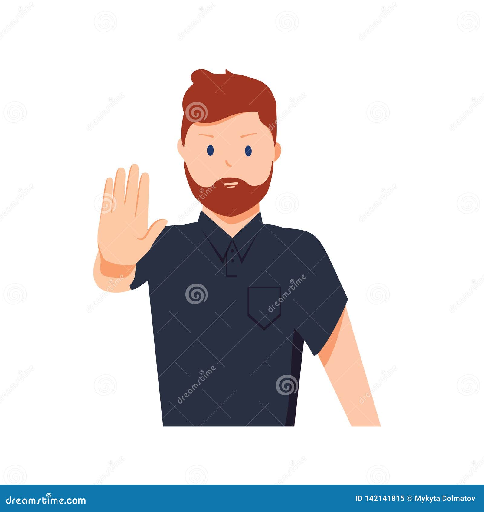 Serious Man Shows Stop Gesture. Vector Illustration in Cartoon Style ...