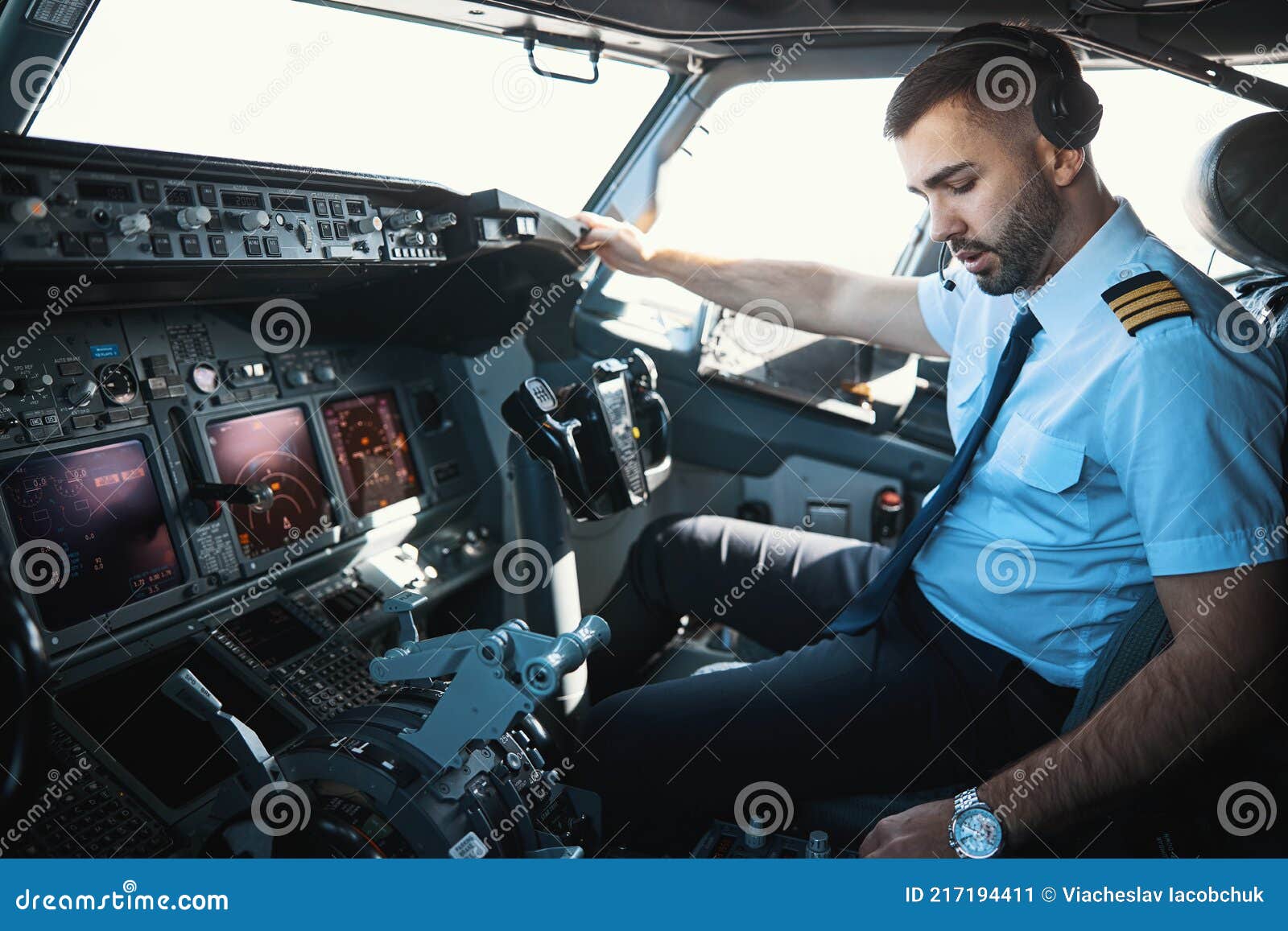 Handsome Caucasian Pilot Getting Ready for the Journey Stock Image ...