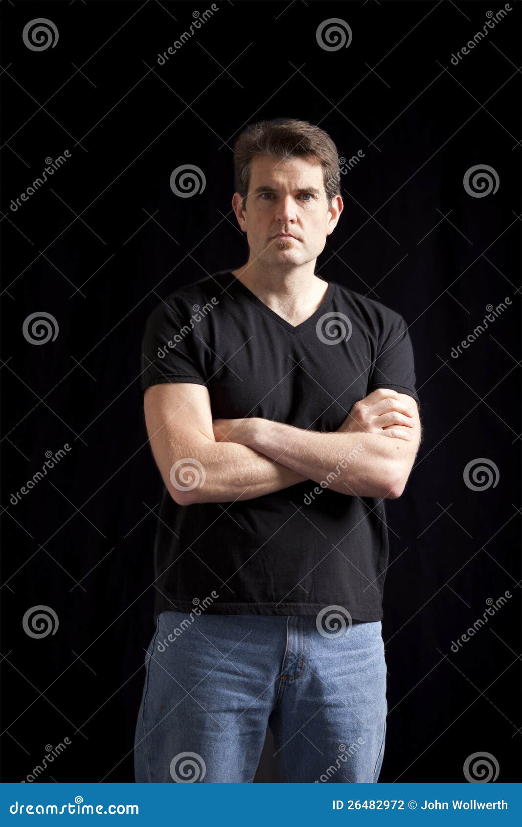 Serious man, studio shot stock photo. Image of gaze, black - 26482972