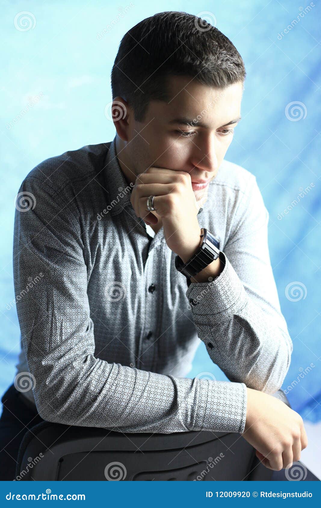 Serious man thinking stock photo. Image of portrait, face - 12009920