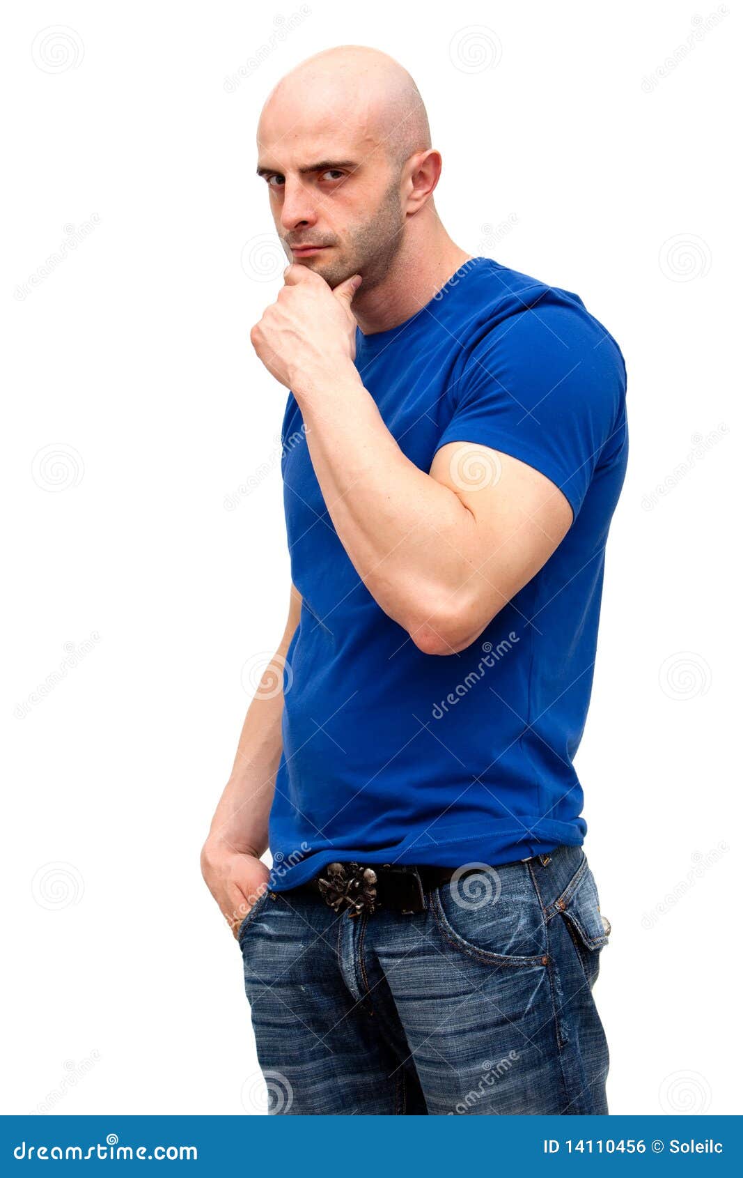 Serious man thinking stock photo. Image of shot, casual - 14110456
