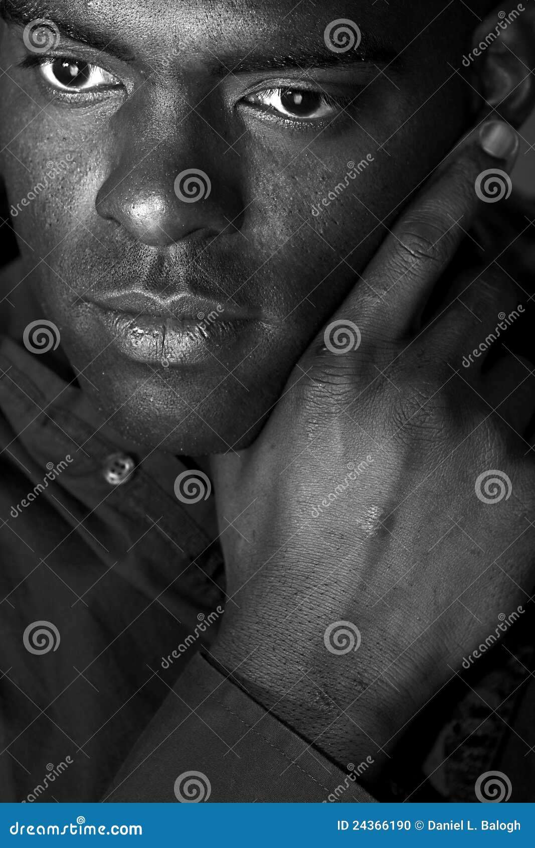 Serious Man Thinking stock photo. Image of american, african - 24366190