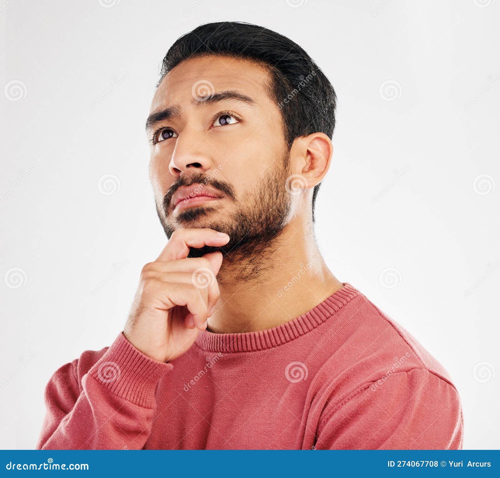 Serious Man, Thinking Face and Ideas in Studio, White Background and ...