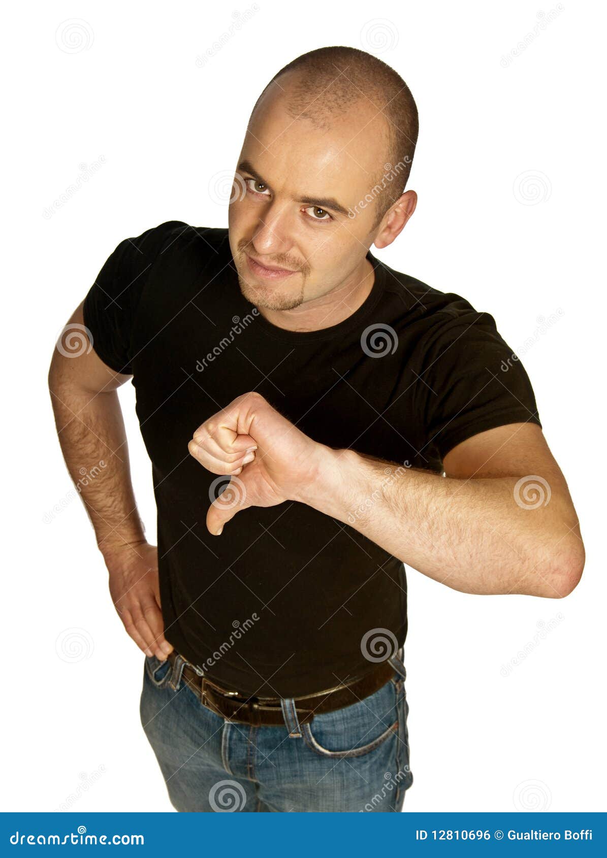 Serious man thumbs down stock photo. Image of disagree - 12810696
