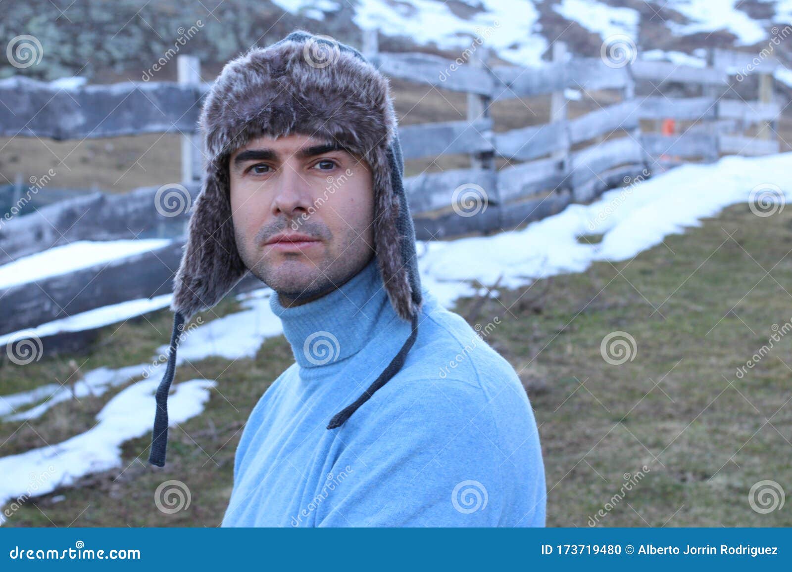 Serious Man in Winter Scenario Stock Photo - Image of handsome, adult ...