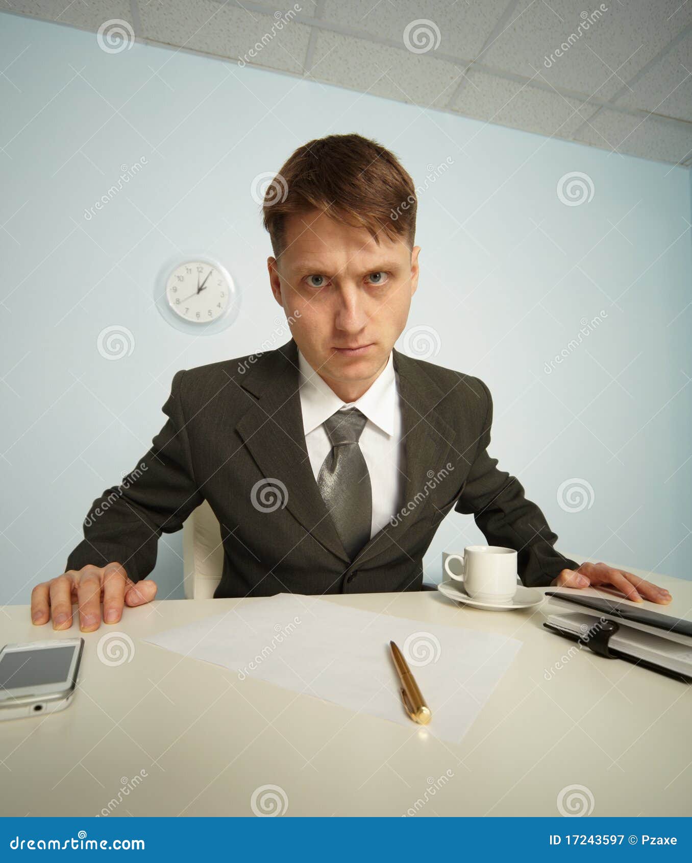 Serious Manager Strictly Looking at You Stock Image - Image of golden ...