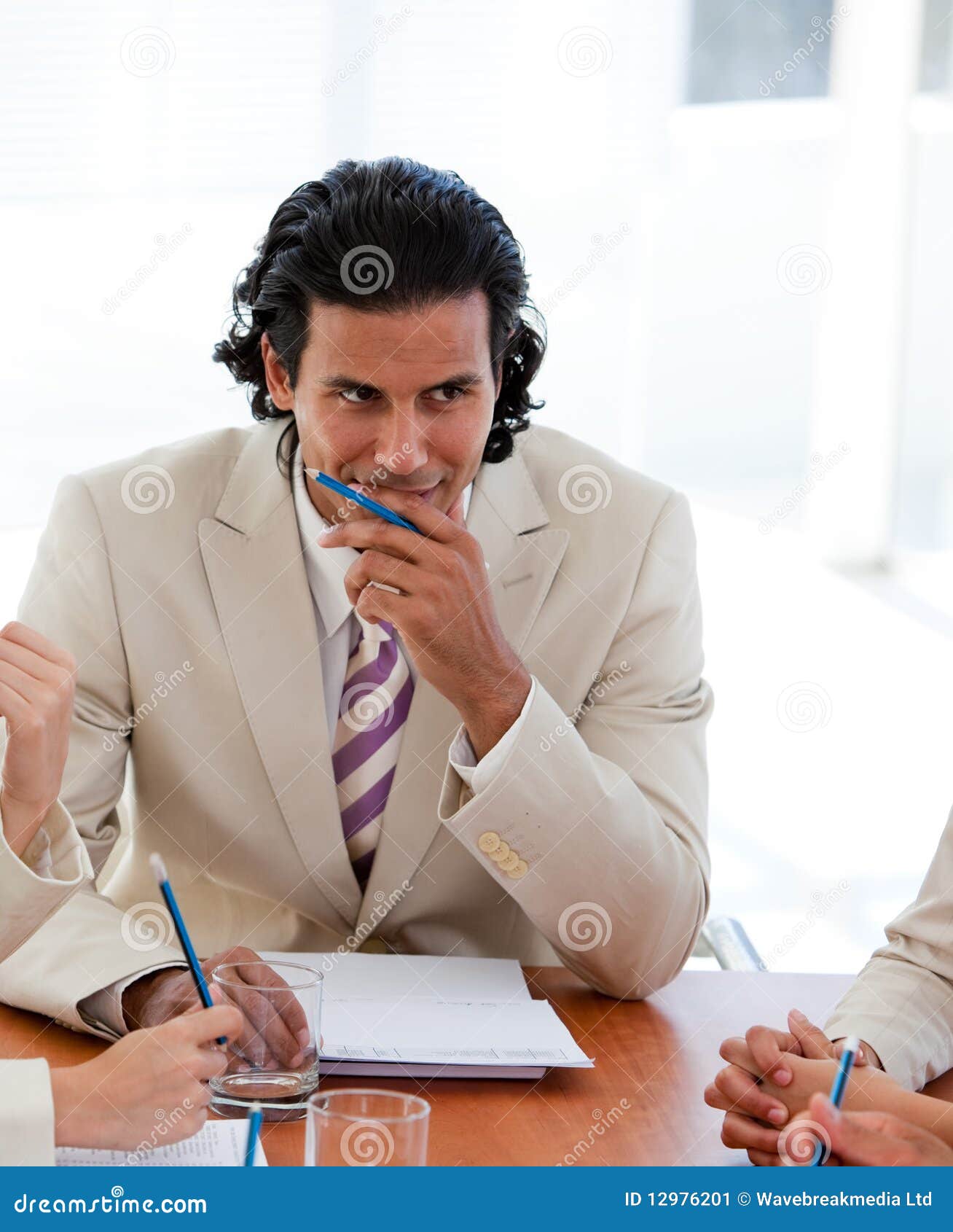 Serious Manager Talking with His Team Stock Image - Image of confidence ...