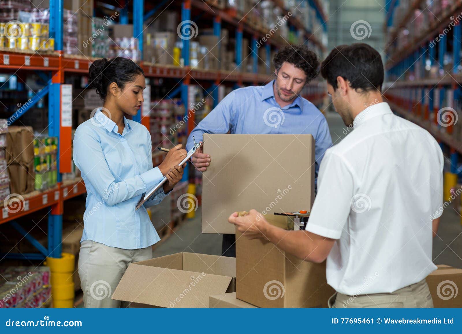 Serious Managers are Checking Some Cardboard Boxes Stock Image - Image ...