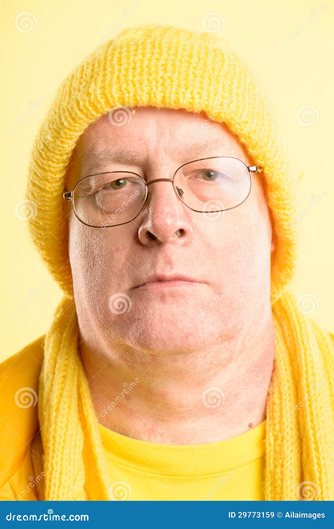 Serious Man Portrait Real People High Definition Yellow Background ...