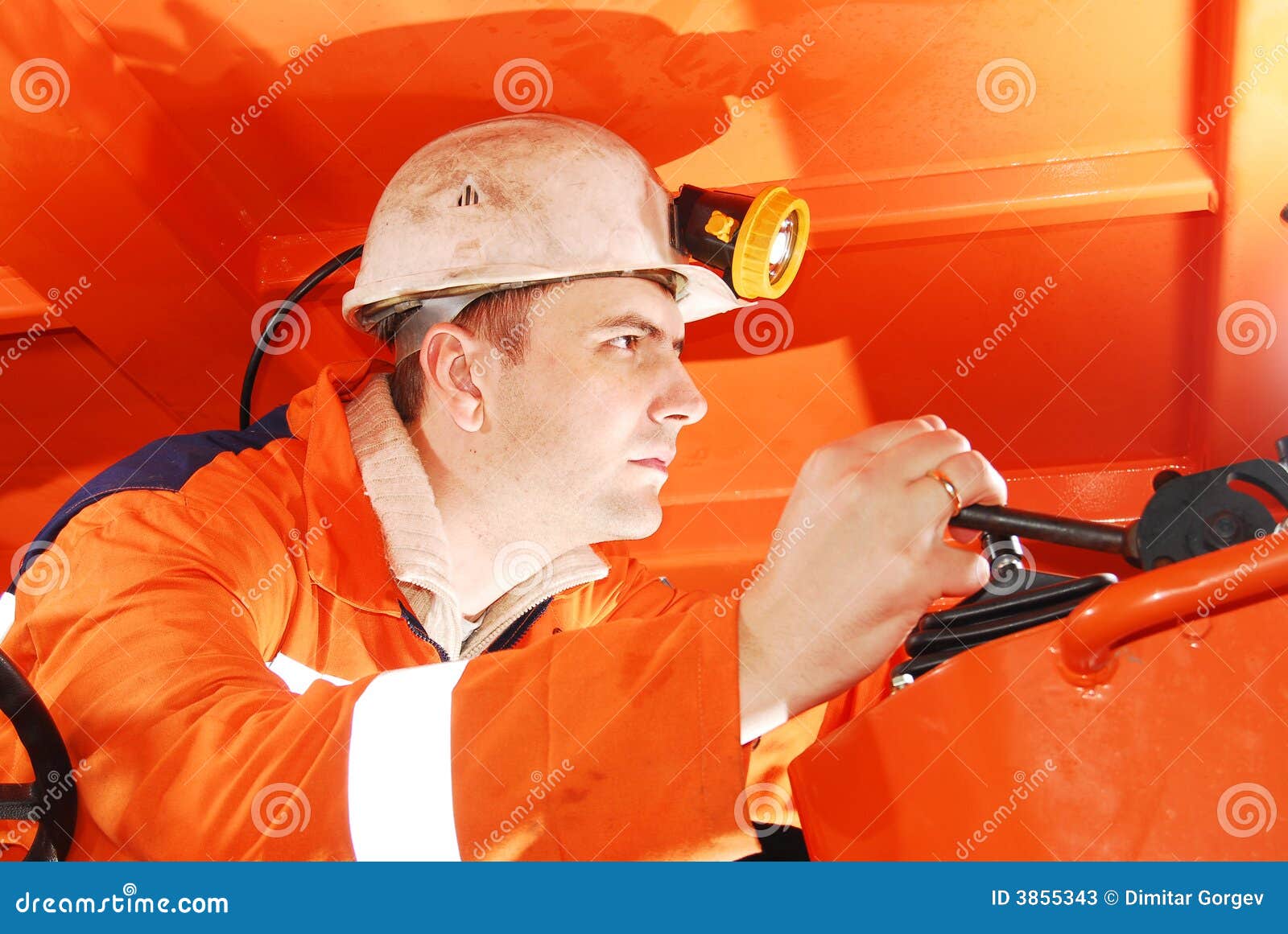 Serious miner working stock image. Image of helmet, industry - 3855343