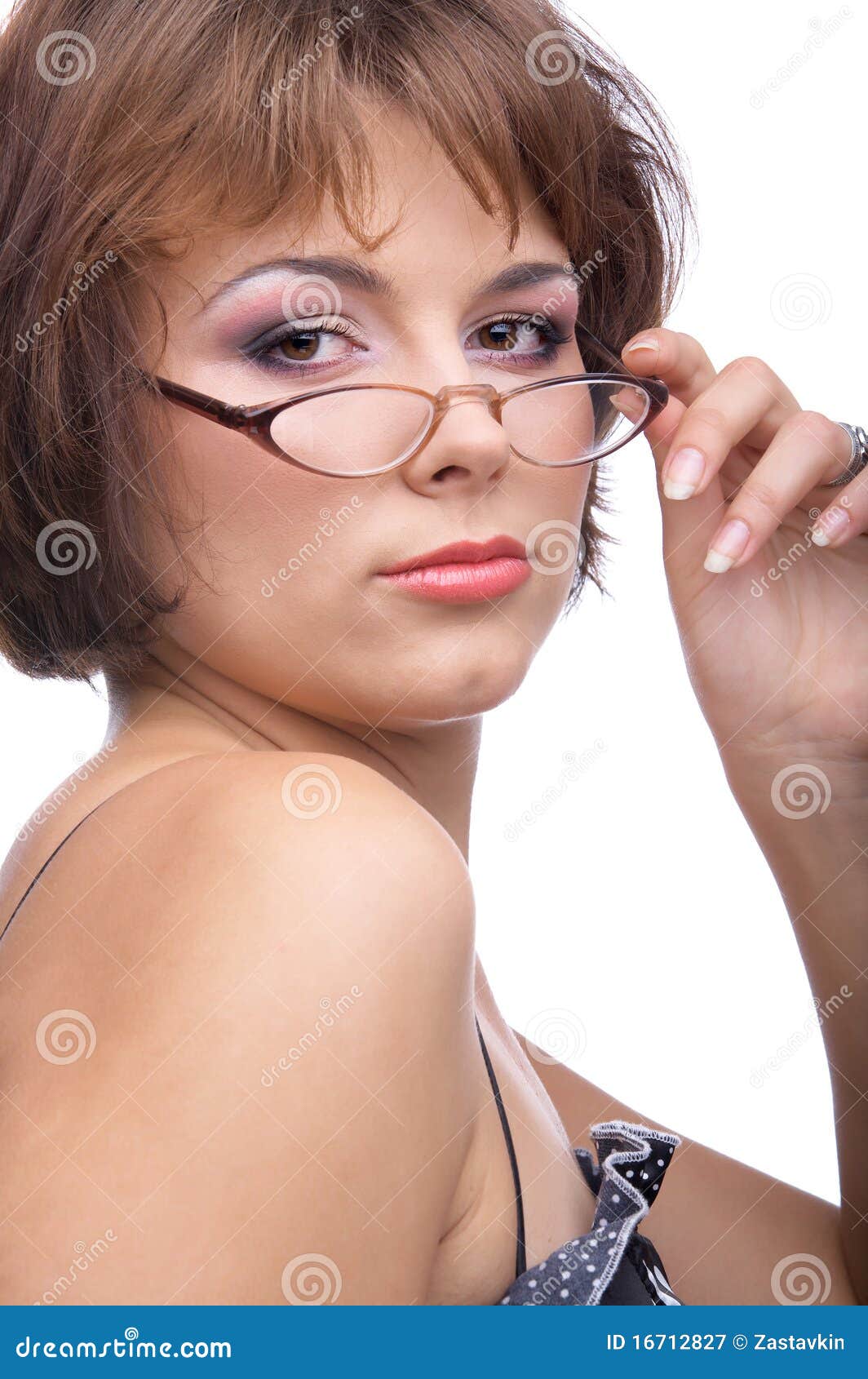 Serious model in glasses stock image. Image of check - 16712827