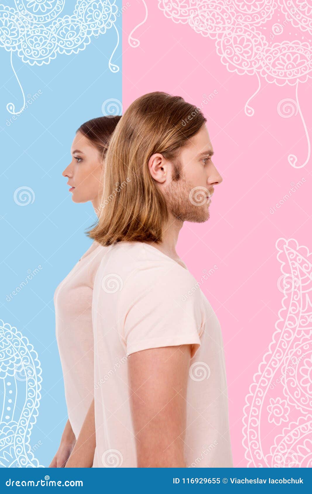 Serious Models Standing with Their Backs Straight while Posing Stock ...