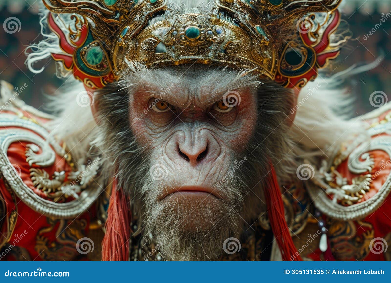 Serious Monkey Wearing Clothes and a Crown. Monkey King Stock Image ...