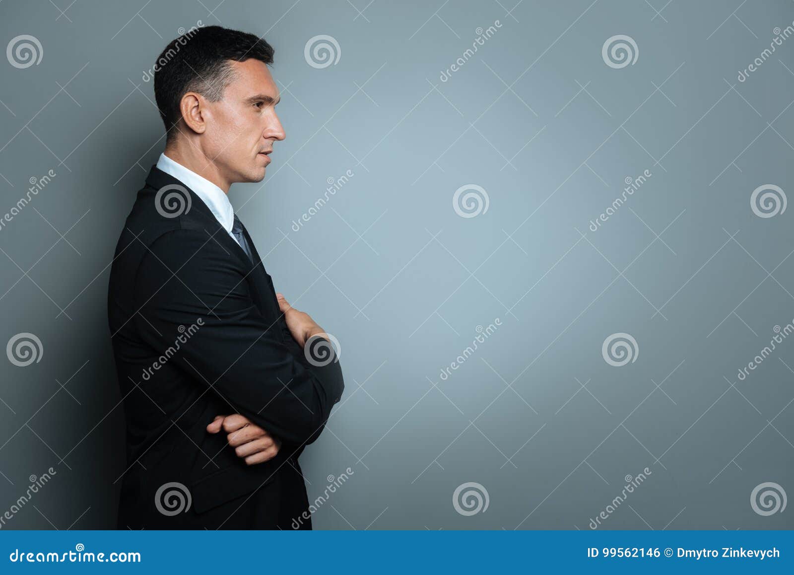 Serious Nice Man Looking in Front of Him Stock Photo - Image of idea ...