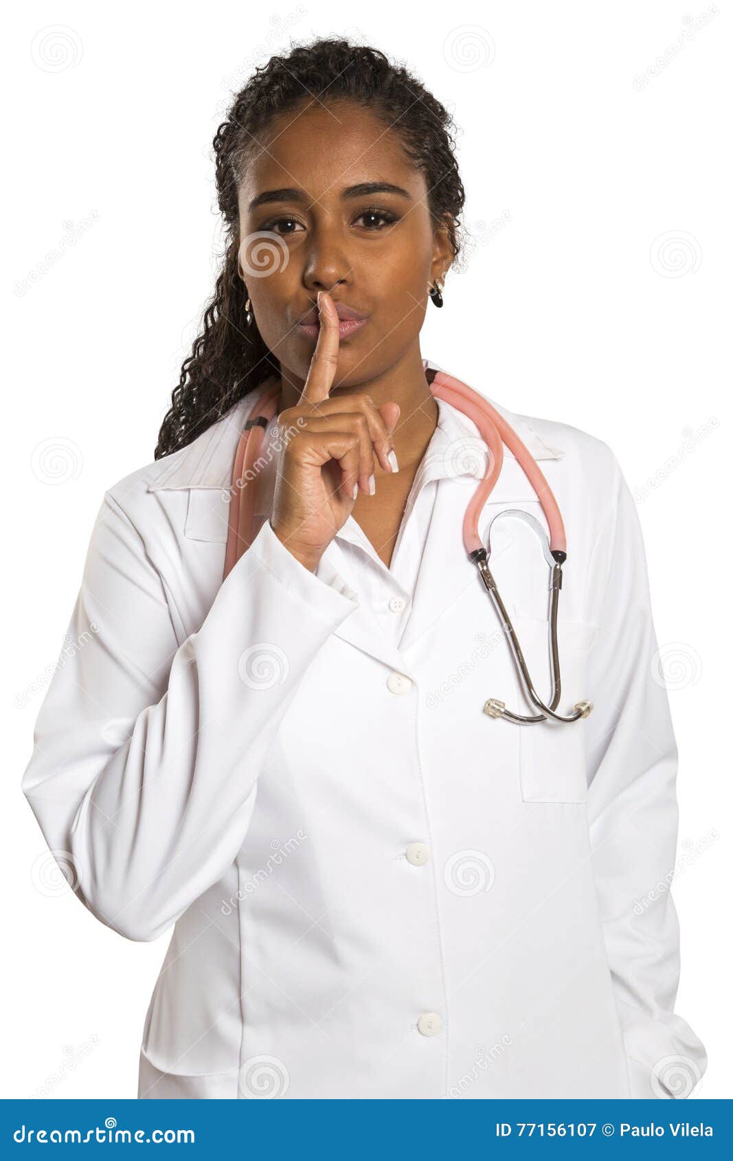 Serious Nurse Asking for Silence with Hand Gesture Stock Image - Image ...
