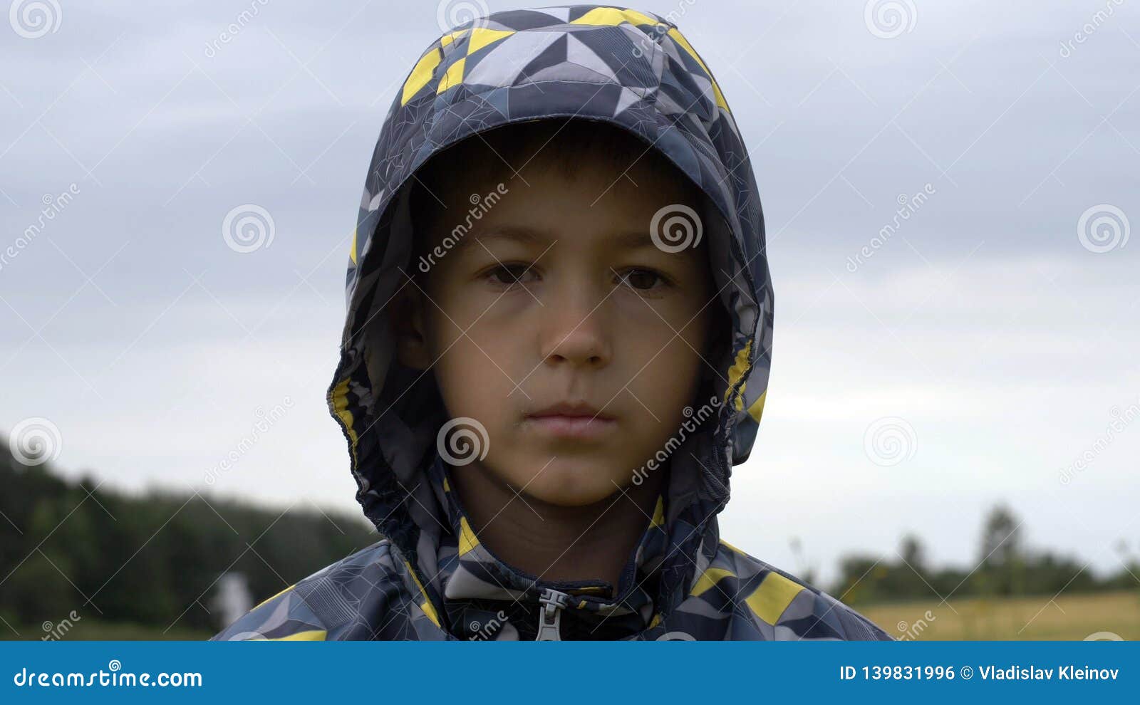 Serious Offended Young Boy Looking at the Camera, Pain on Face Stock ...