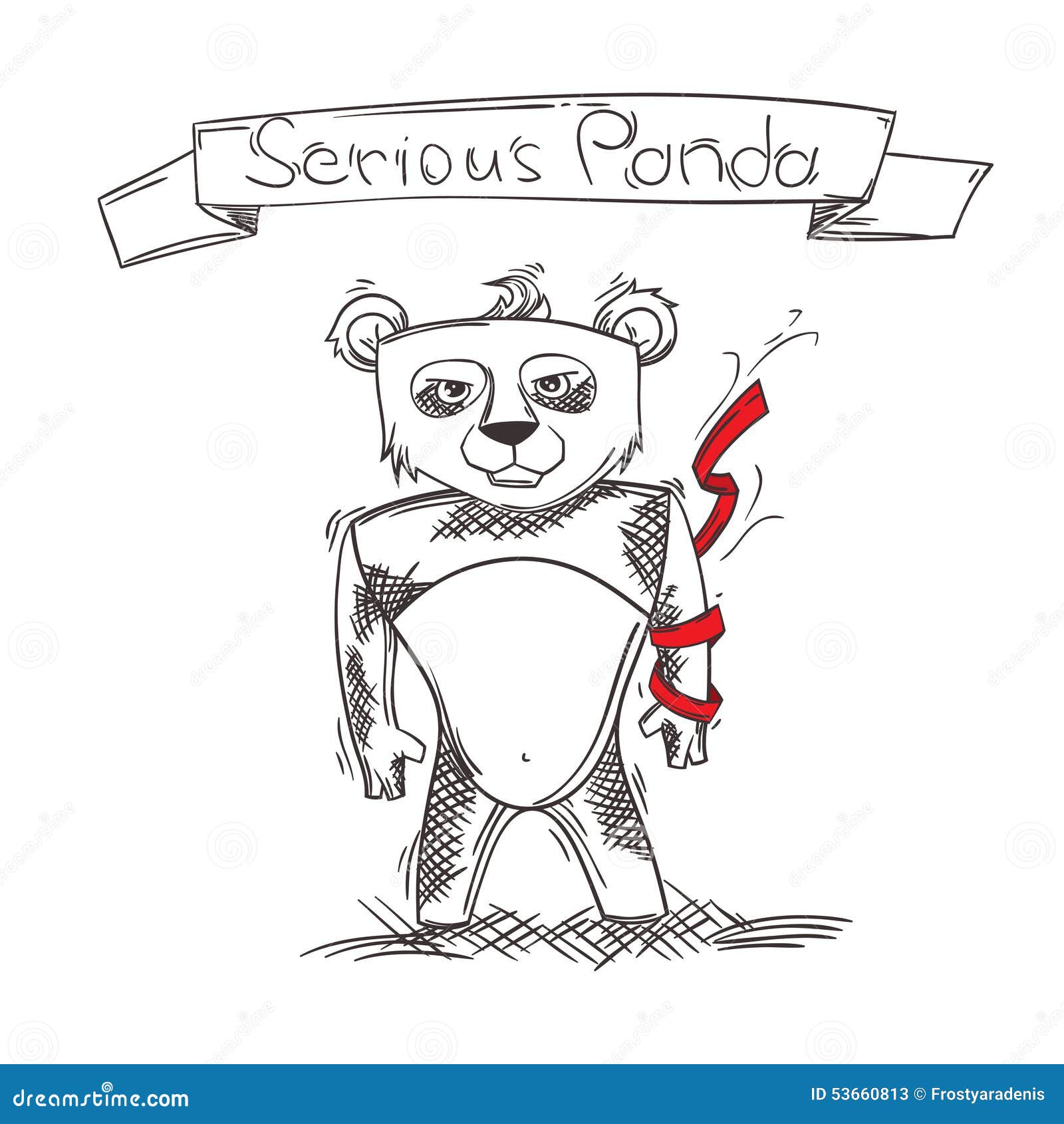 Serious Panda stock vector. Illustration of vector, vintage - 53660813