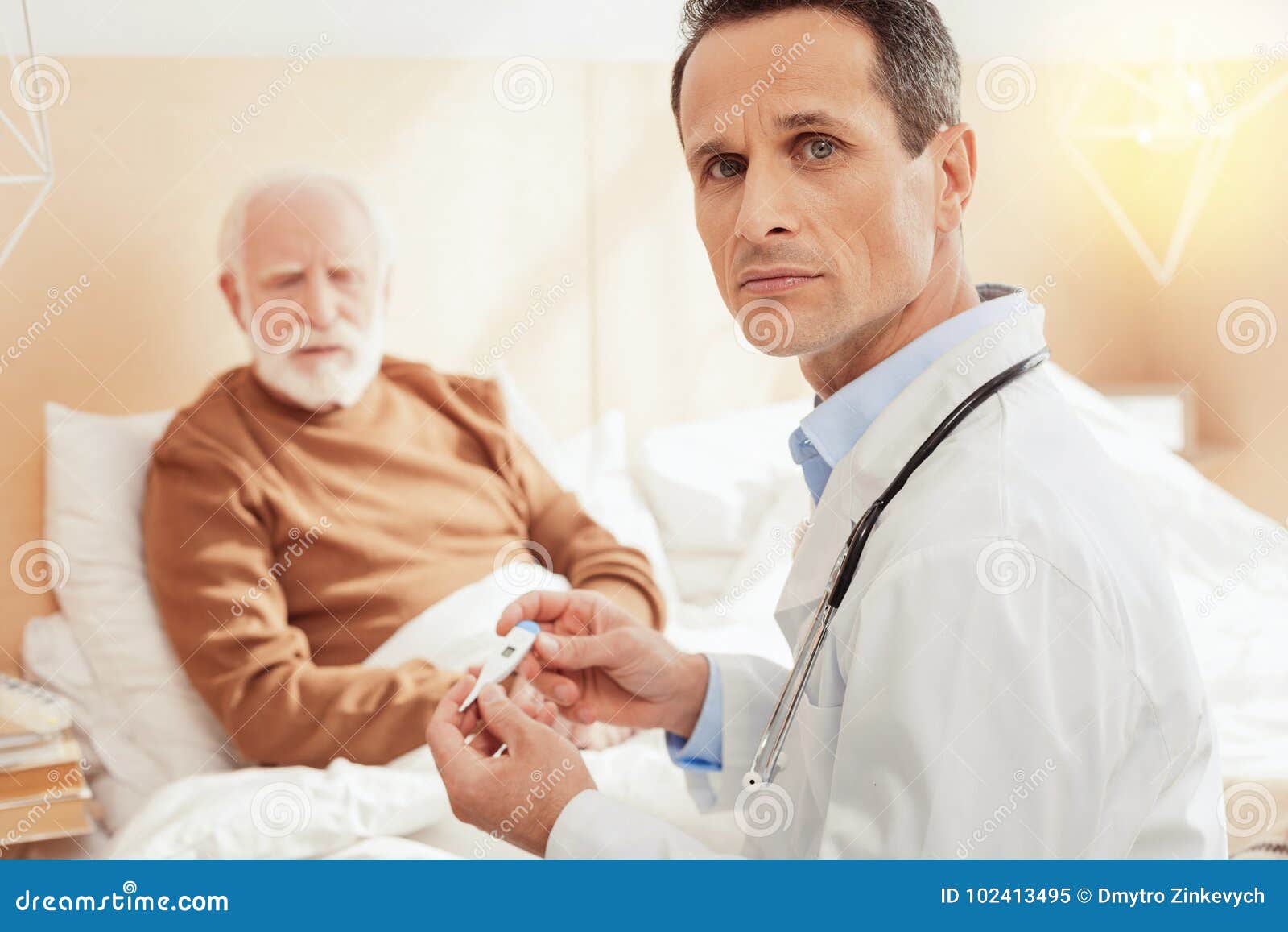 Serious Patient Looking at His Doctor Stock Image - Image of elderly ...
