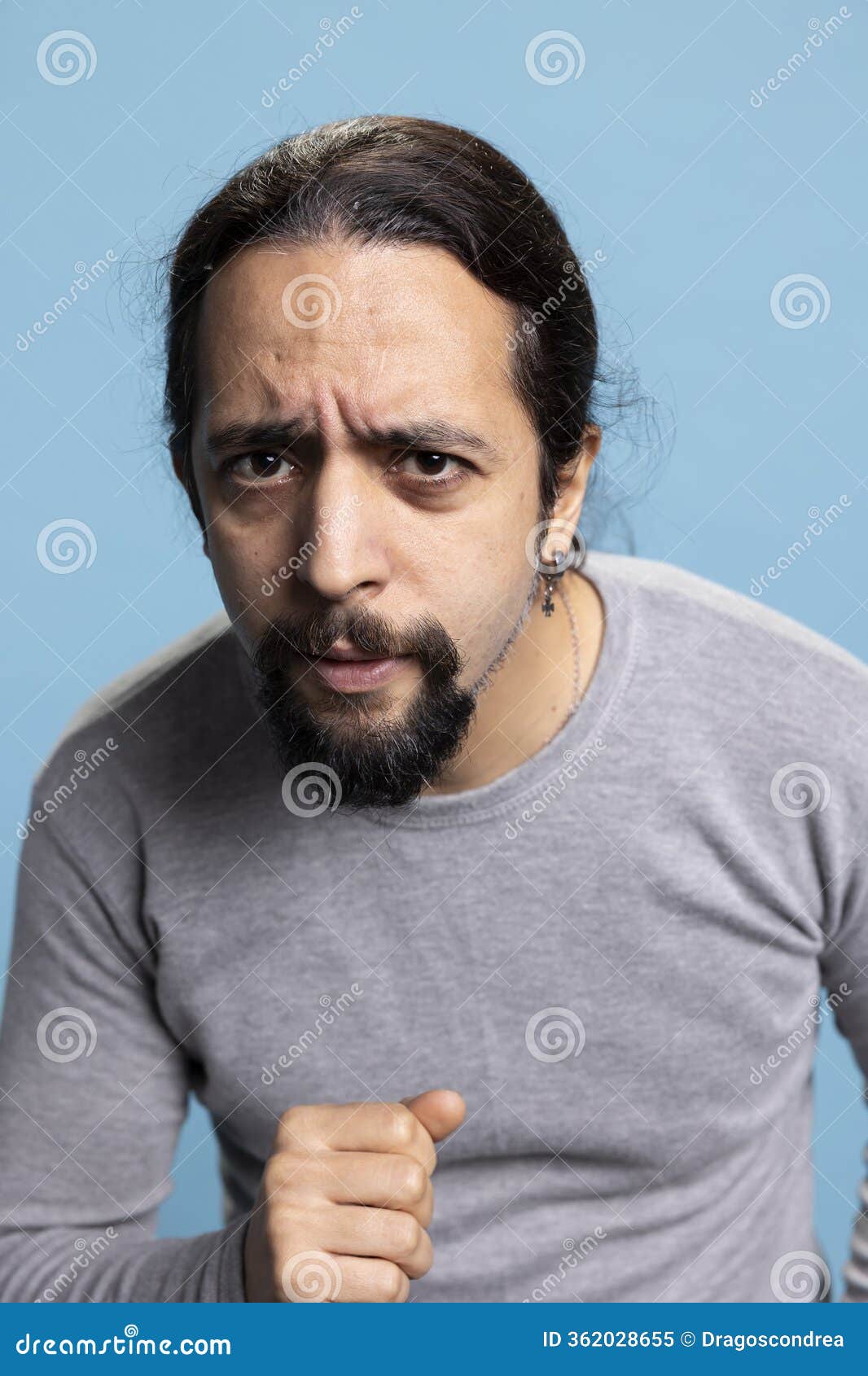 Serious Person Acting Curious and Skeptical at the Same Time Stock ...