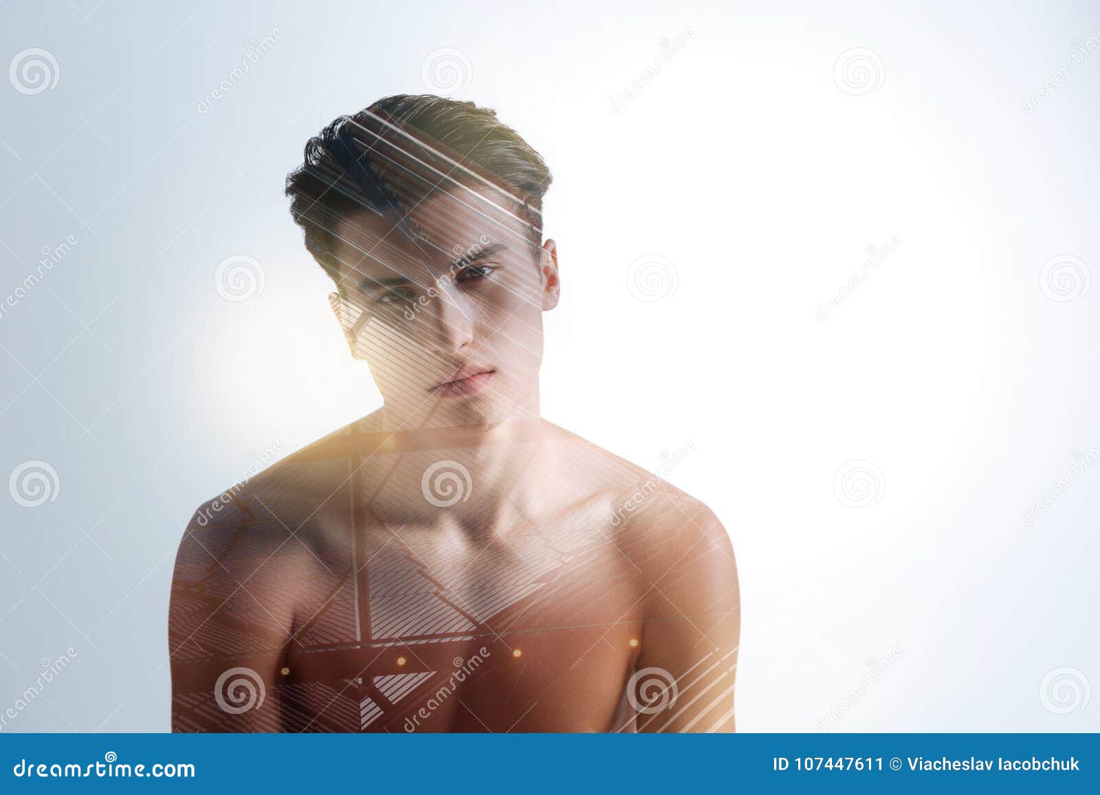 Serious Pleasant Man Looking in Front of Him Stock Image - Image of ...