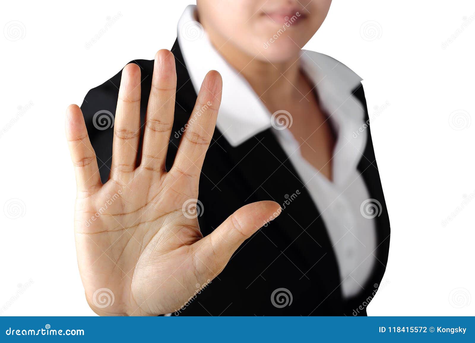 Serious Politician Woman Shows Stop Sign Talk To Hand Gesture Stock ... Serious Politician Woman Shows Stop Sign Talk To Hand Gesture Stock ...