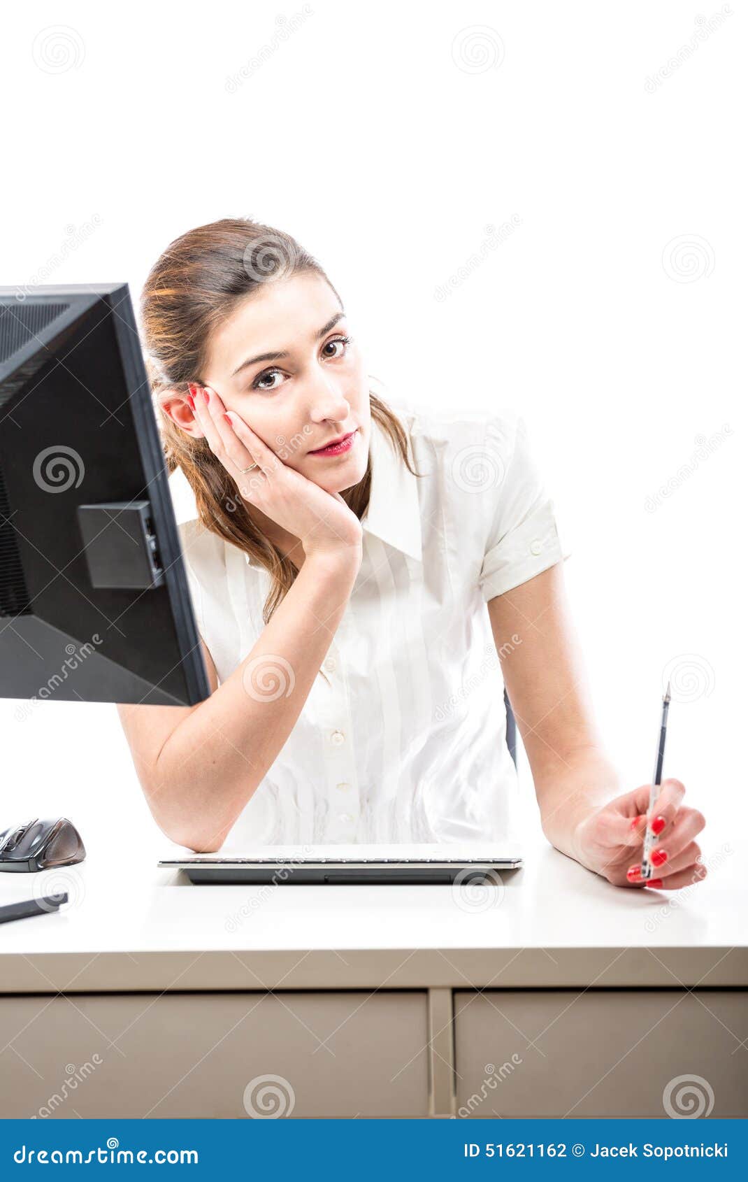 Serious but Positive Office Worker Stock Photo - Image of person, adult ...