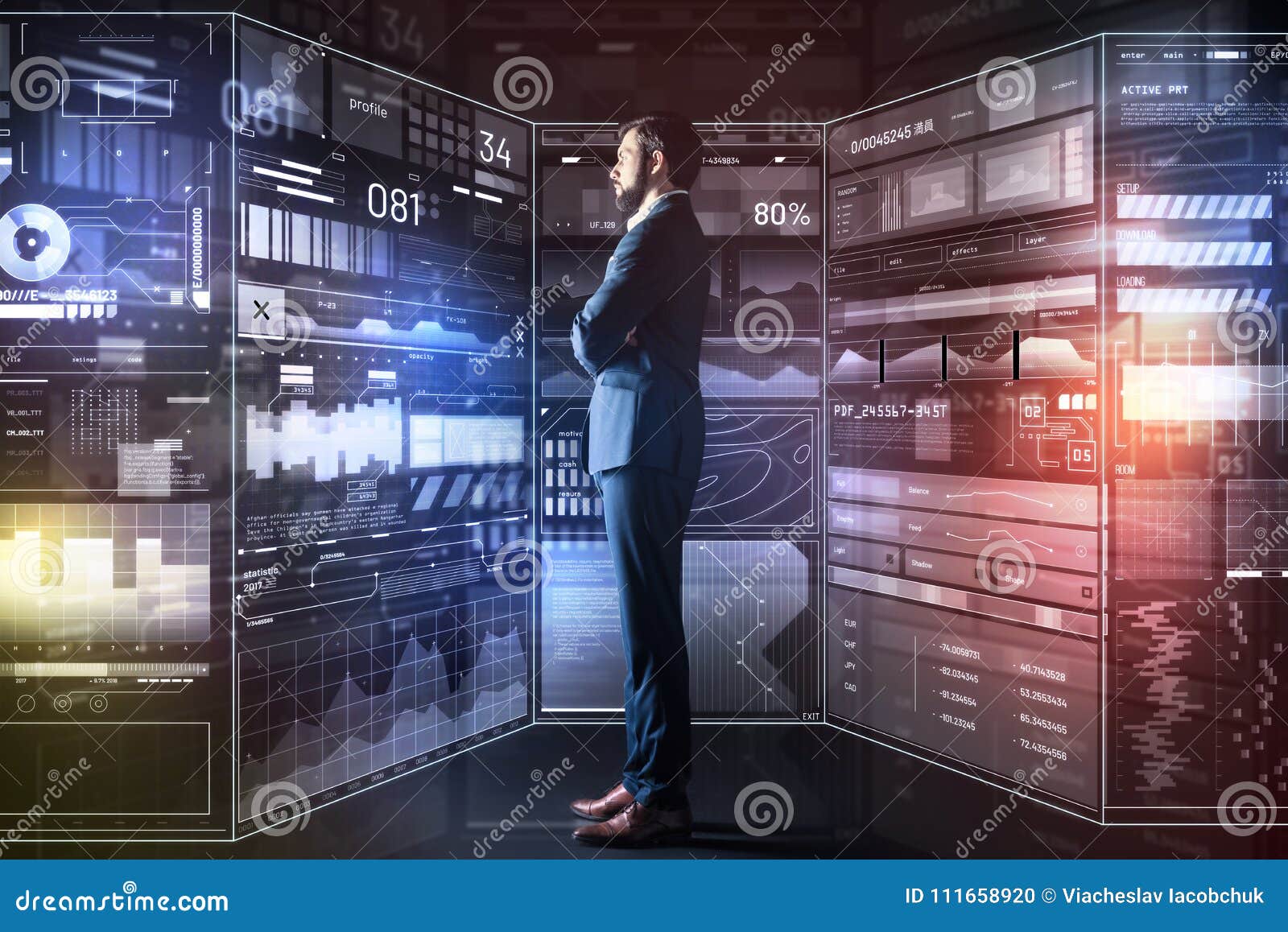 Serious Programmer Looking at the Transparent Screen and Thinking Stock ... Serious Programmer Looking at the Transparent Screen and Thinking Stock ...