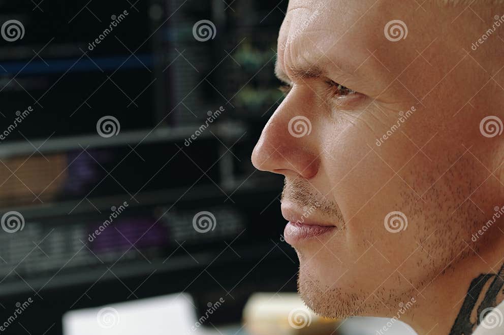 Serious Programmer Working with Metadata Stock Photo - Image of ...