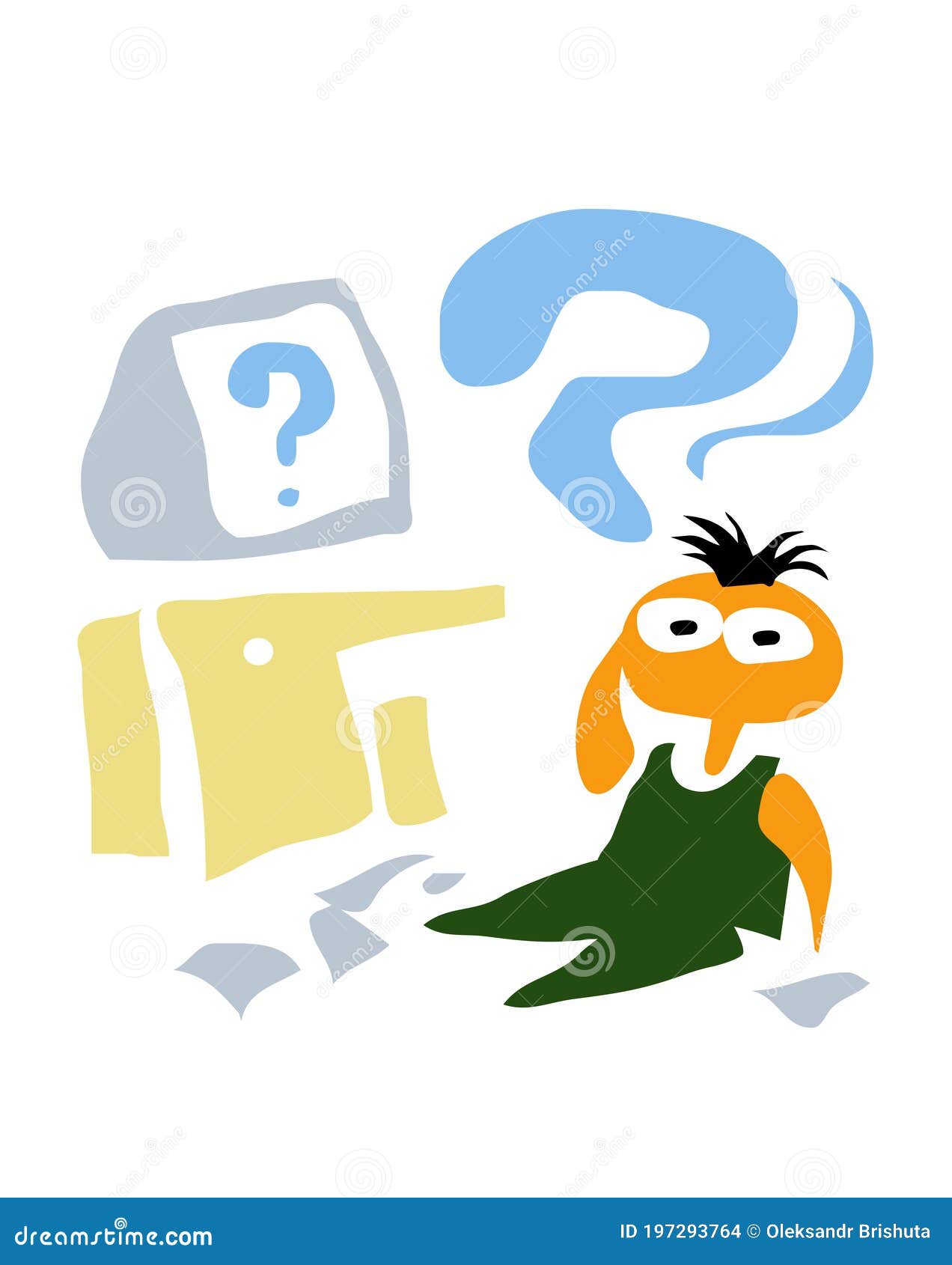 Serious Questions. a Perplexed Boy Facing an Unsolvable Problem Stock ...