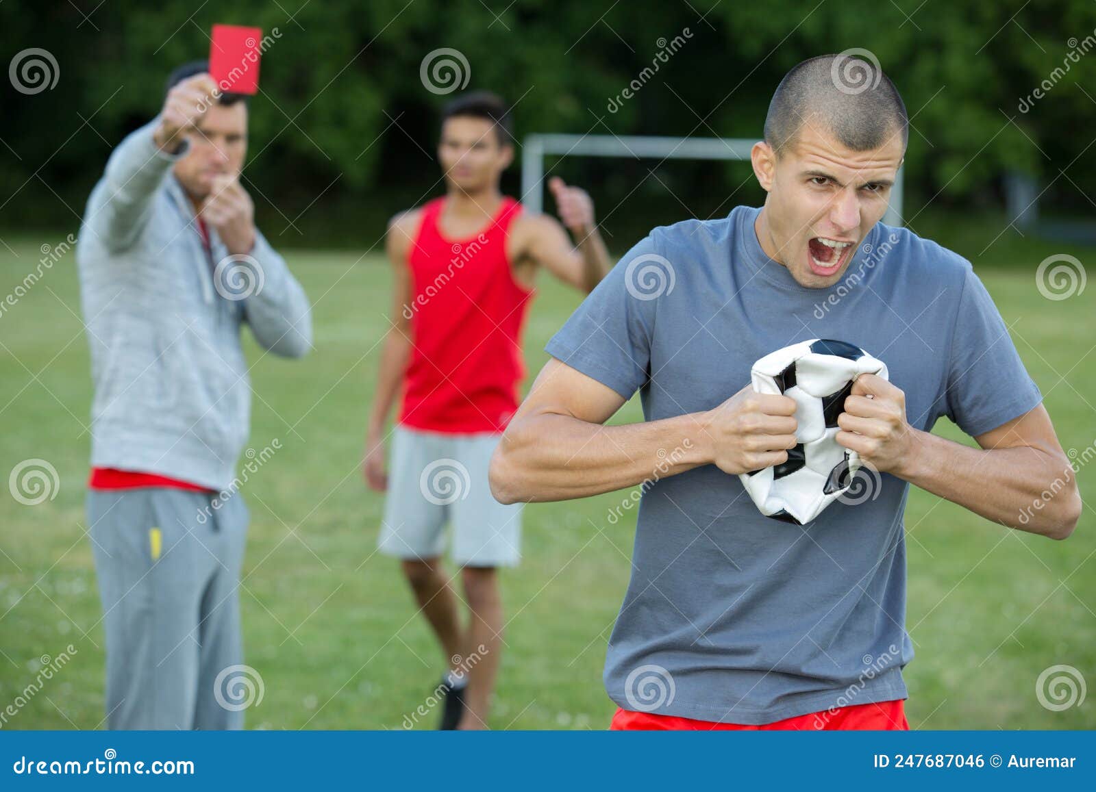 Serious Referee Showing Red Card To Player Stock Photo - Image of blue ...