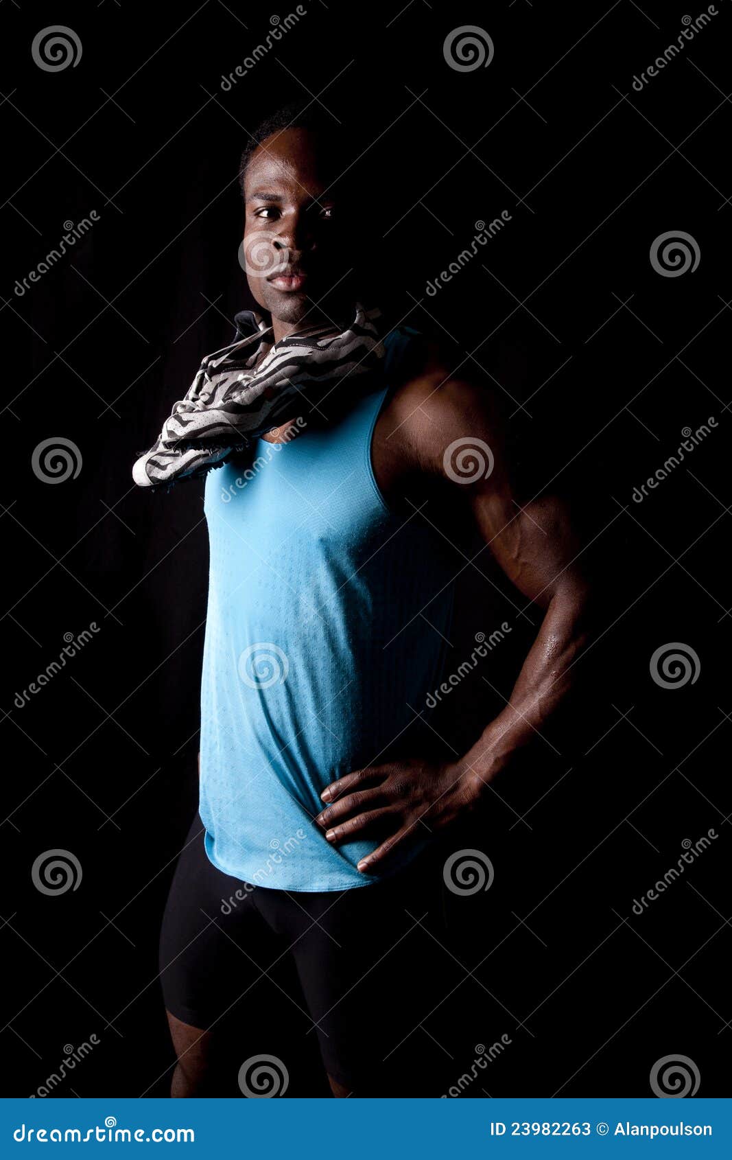 Serious runner on black stock image. Image of human, isolated - 23982263