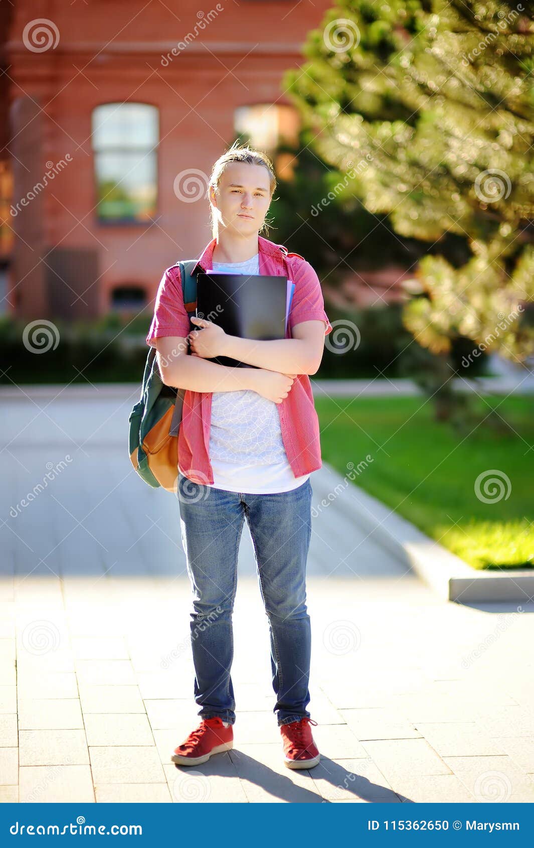 Serious or Sad Young Student in University Campus Stock Photo - Image ...