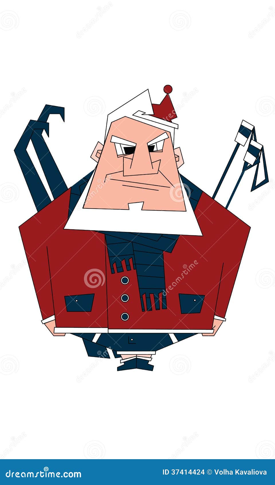 Serious Santa going skiing stock vector. Illustration of santa - 37414424