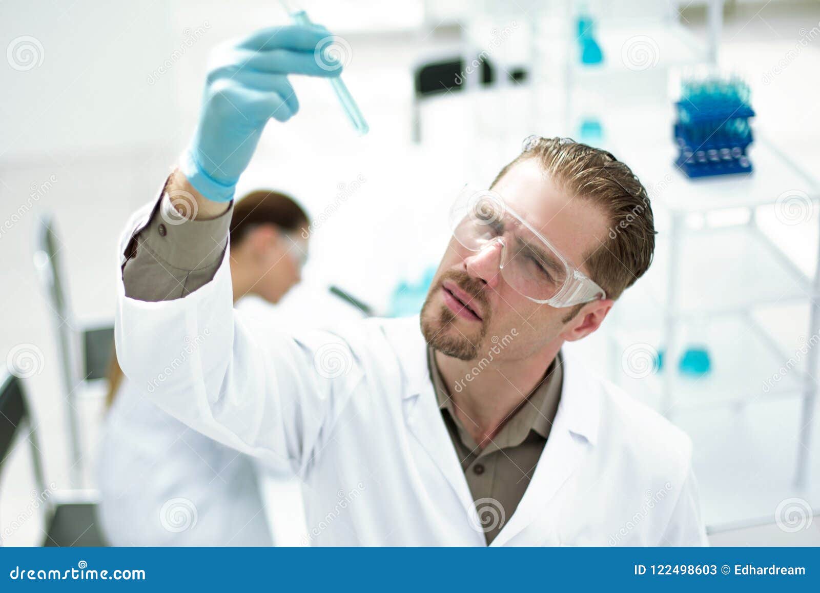 Serious Scientist Looks at the Test Results Stock Image - Image of ...