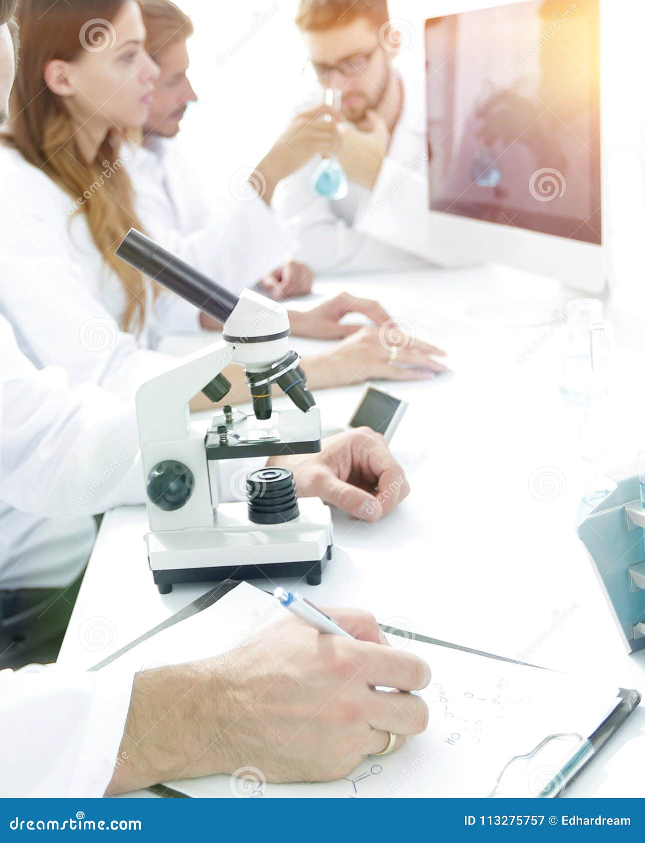 Serious Scientists Working in the Laboratory Stock Image - Image of ...