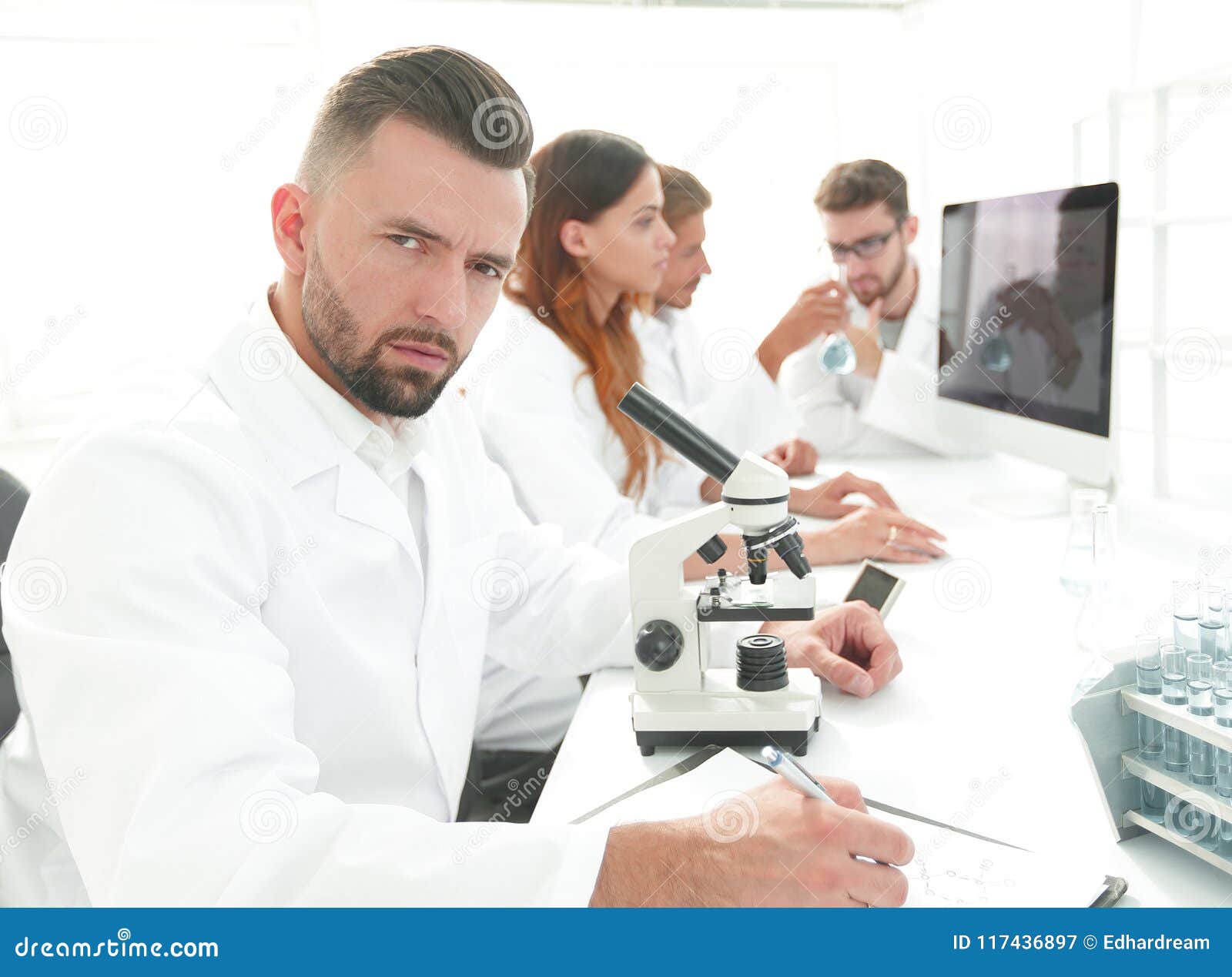 Serious Scientists Working in the Laboratory Stock Image - Image of ...