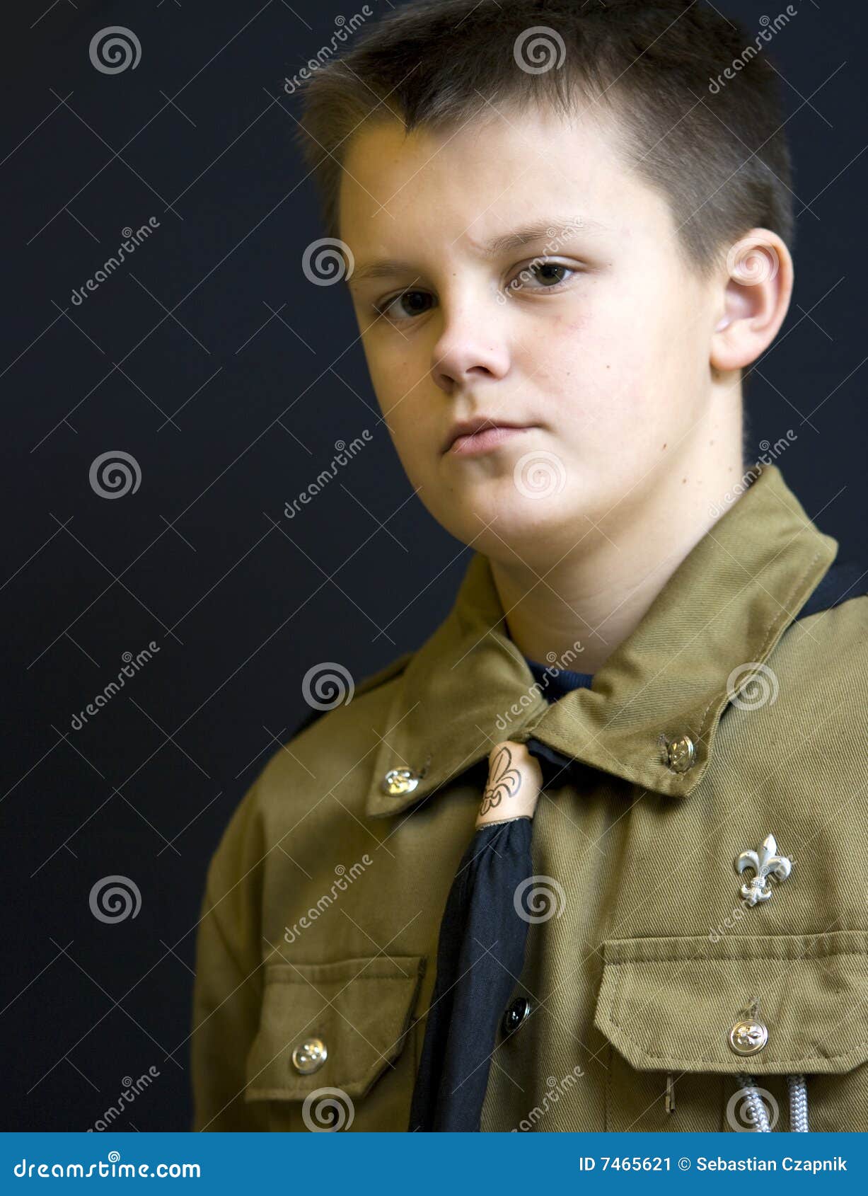 Serious scout boy portrait stock image. Image of cravat - 7465621