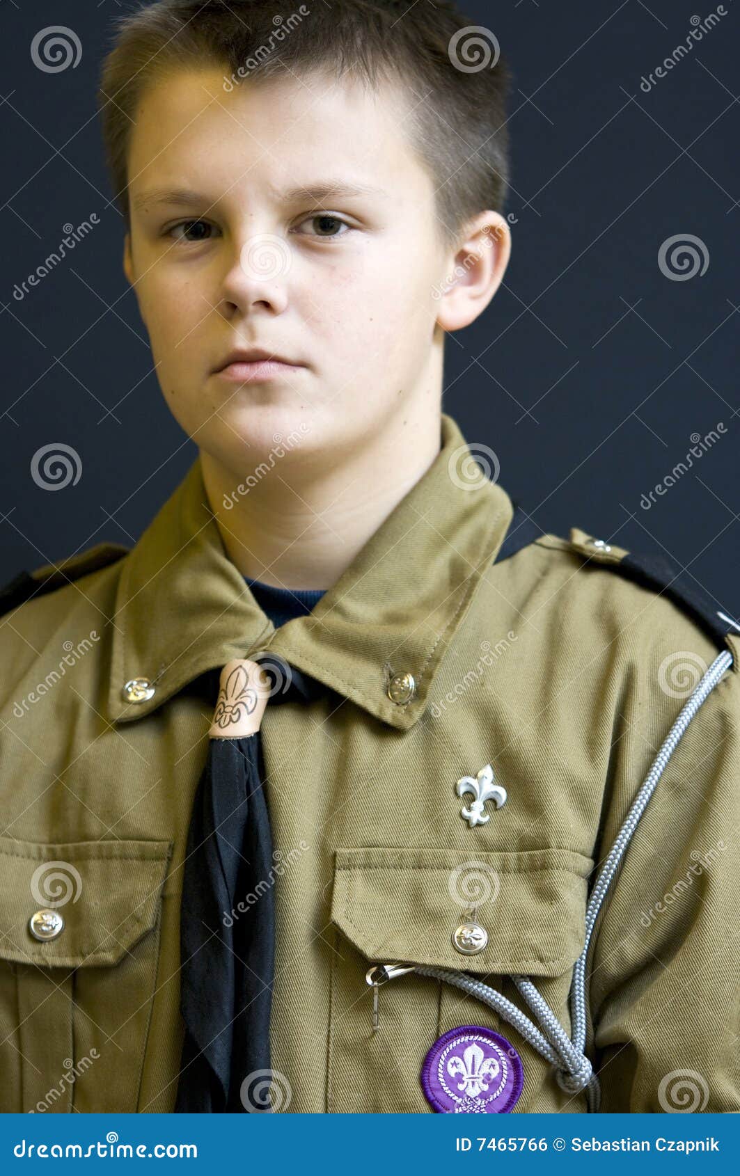 Serious Scout Boy Portrait Royalty Free Stock Image - Image: 7465766