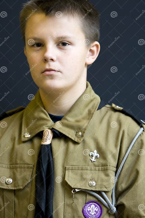Serious scout boy portrait stock photo. Image of cravat - 7465766