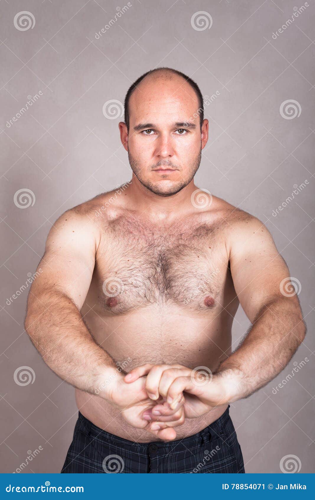 Serious Shirtless Man Showing His Strong Body Stock Image Image Of