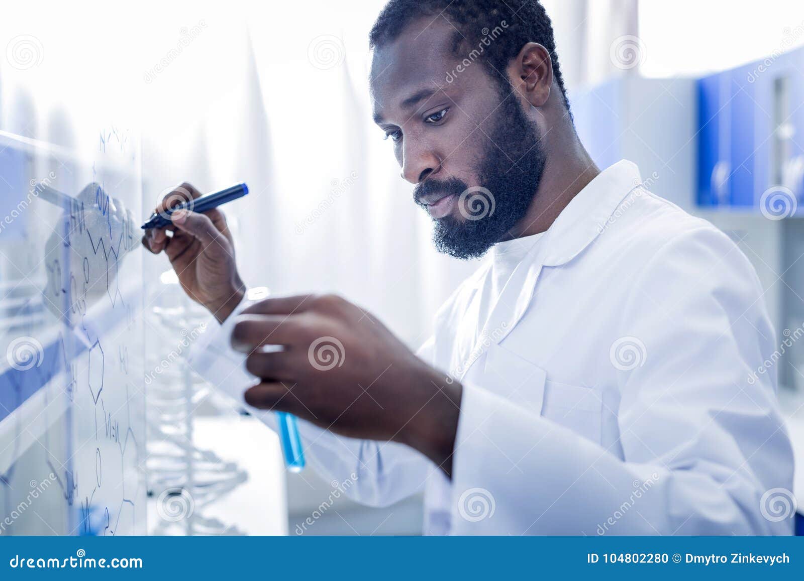 Serious Smart Man Developing a Formula Stock Photo - Image of ...