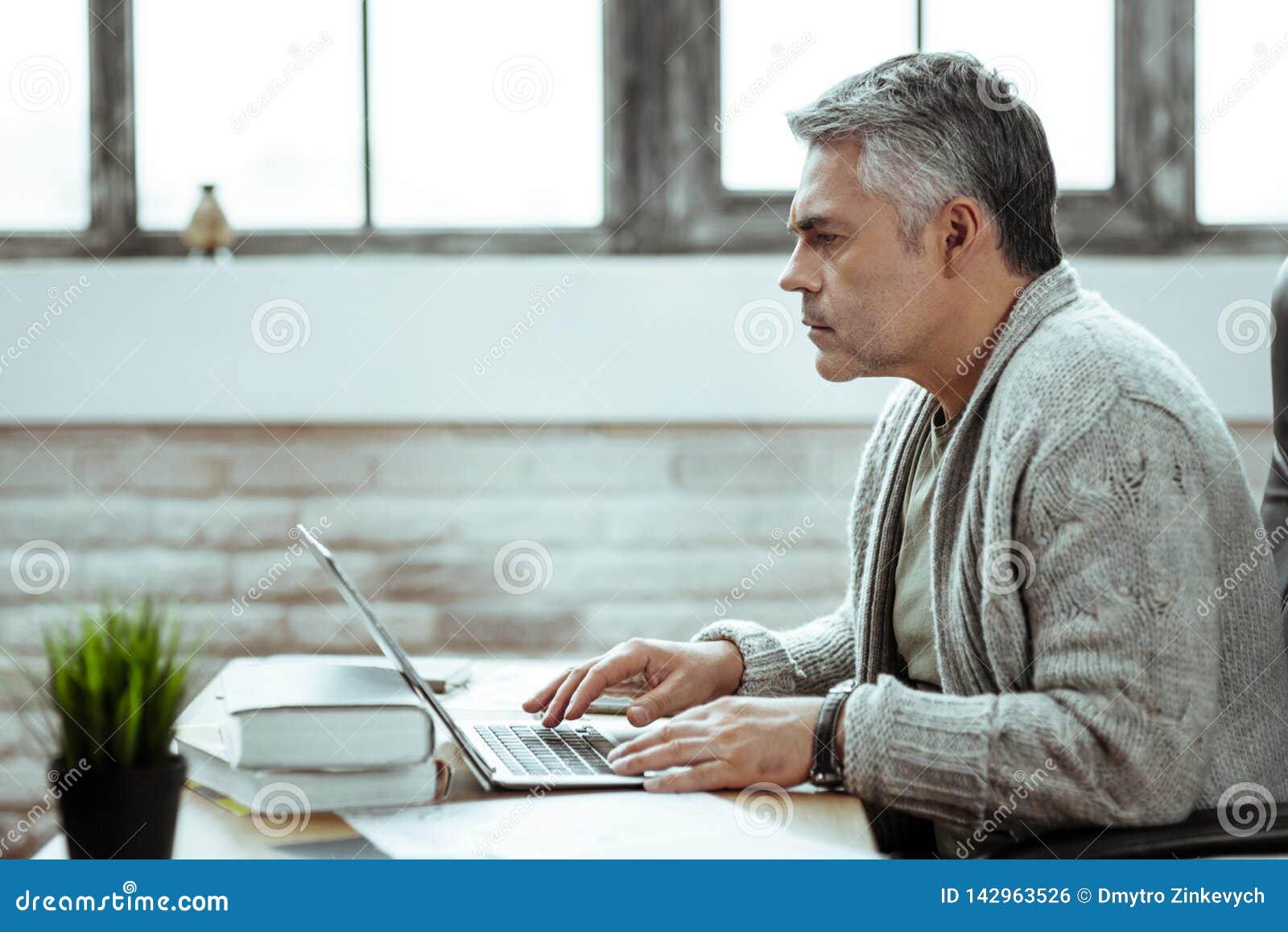 Serious Smart Man Typing on Thy Keyboard Stock Photo - Image of alone ...