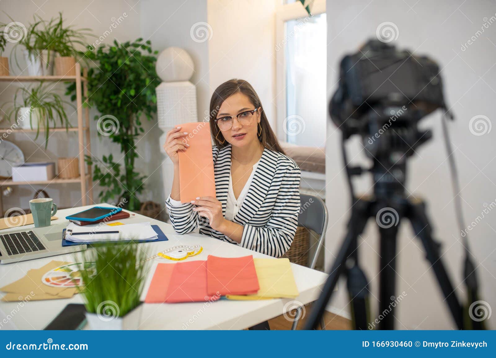 Serious Smart Woman Having a Tutorial for Young Designers Stock Photo ...
