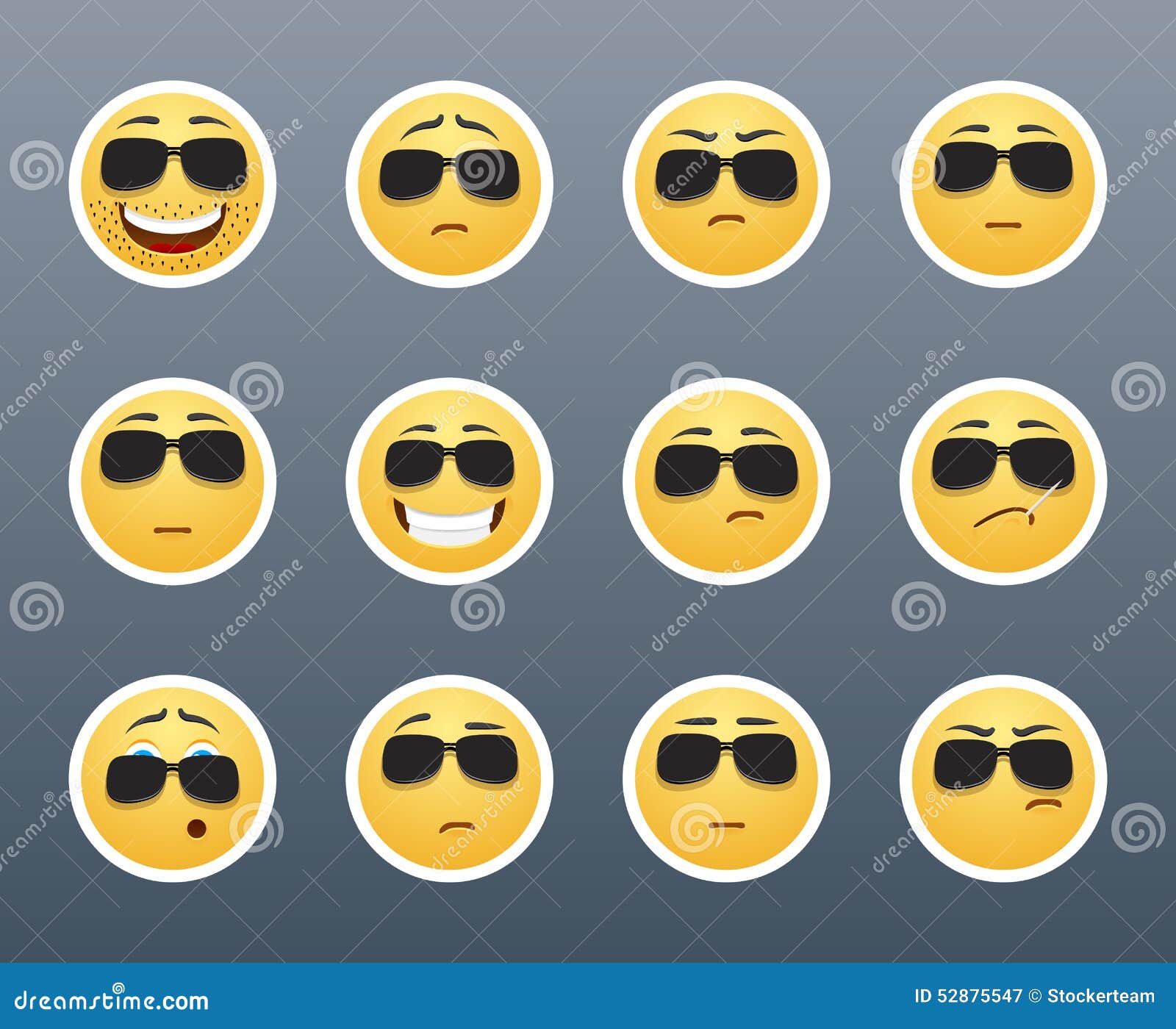 Serious Smiley with Glasses Stock Illustration - Illustration of faces ...