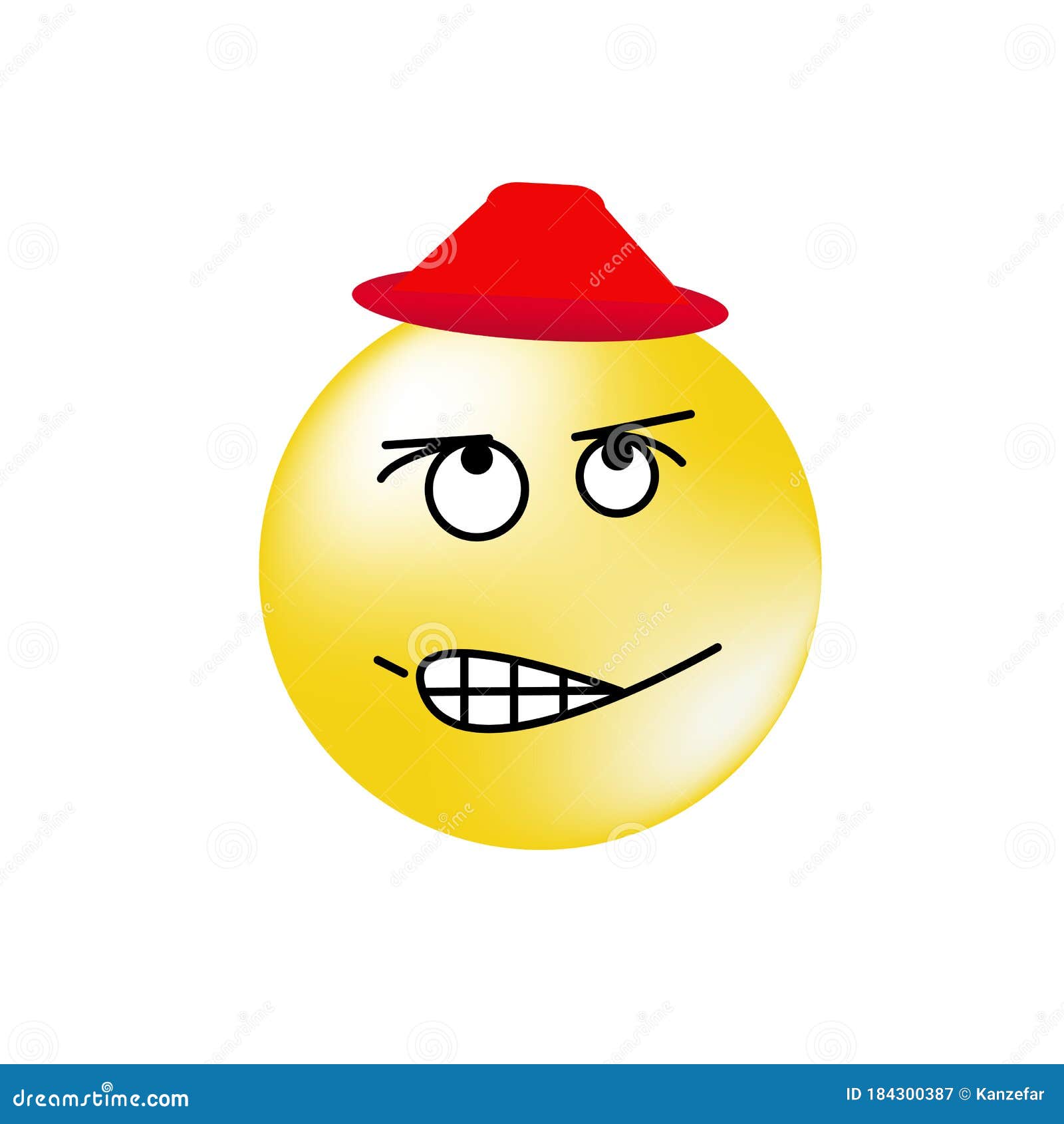 Serious Smiley in Red Hat Looking Up. Stock Vector - Illustration of ...