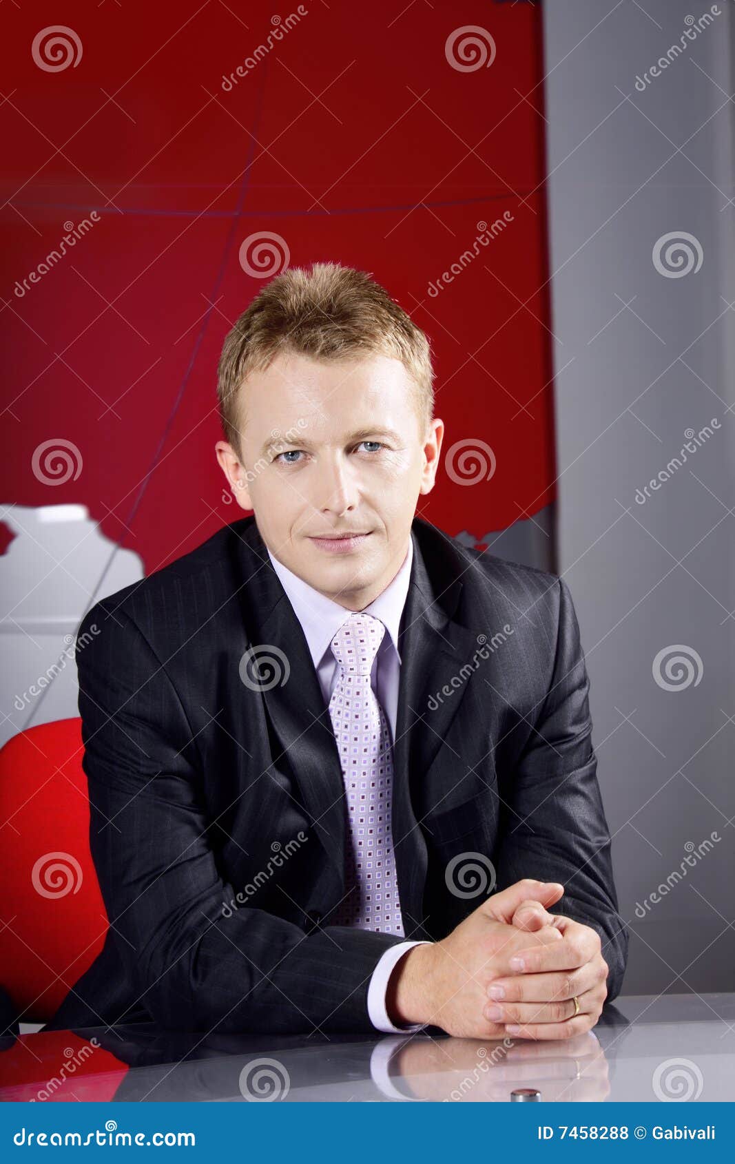Serious Smiling Businessman Stock Photo - Image of blond, blue: 7458288